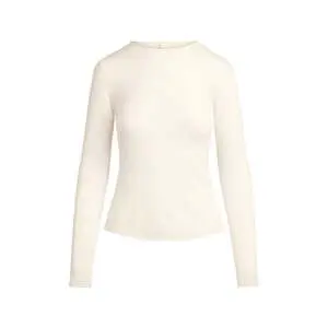 SKIMS Featherweight Cashmere Long Sleeve Top - Egret