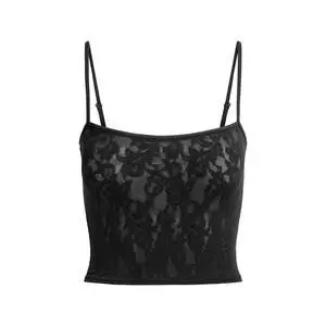 SKIMS Knit Lace Cropped Cami - Obsidian