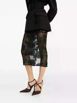 ROTATE BY BIRGER CHRISTENSEN Sequin Embellished Floral Midi Skirt