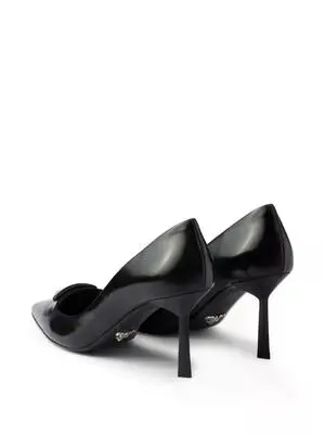Prada 75mm Triangle-logo Leather Pumps - Black