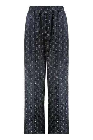 Tory Burch Viscose And Silk Pants - Blue