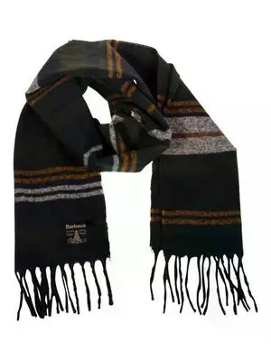 Barbour Striped Fringed Scarf - Black