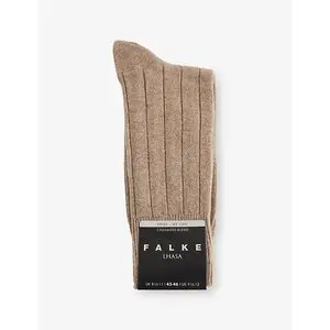 Falke Lhasa Ribbed Wool-Blend Socks Nutmeg Mel
