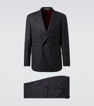 Brunello Cucinelli Checked Cashmere And Wool Suit