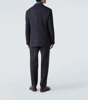 Brunello Cucinelli Checked Cashmere And Wool Suit - Grey