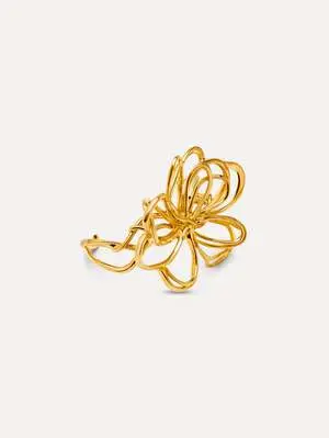 Oscar De La Renta Threaded Flower Cuff Bracelet - Gold