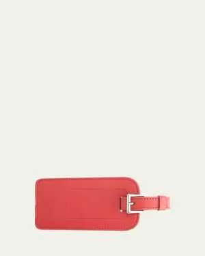 ROYCE NEW YORK Monogrammed Leather Luggage Tag, Personalized - Red