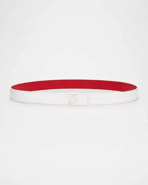 CHRISTIAN LOUBOUTIN Loubi54 Reversible Leather Belt Q647 Biancoloubi