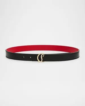 CHRISTIAN LOUBOUTIN Loubi54 Reversible Leather Belt H358 Blackloubi