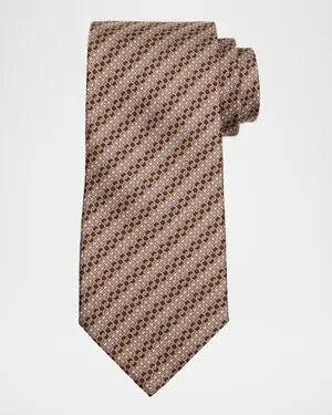 FERRAGAMO Interlocking Gancio Silk Tie Brown