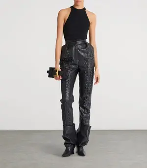 Balmain Croc-embossed Straight-leg Trousers