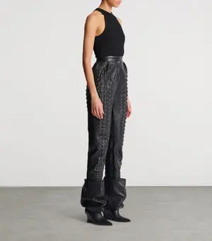 Balmain Croc-embossed Straight-leg Trousers