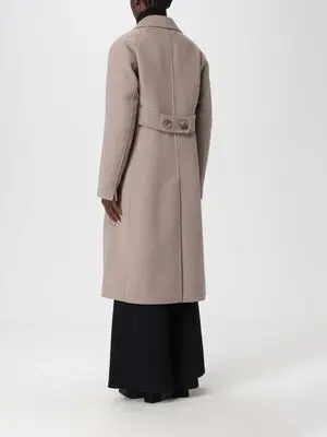HANITA Long Double-breasted Coat - Dove Grey