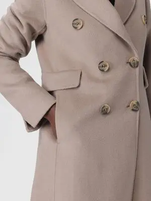 HANITA Long Double-breasted Coat - Dove Grey