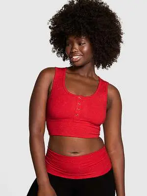Pink All-day Cotton™ Henley Scoop Bra - Red