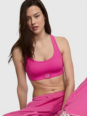 Pink Scoop Neck Activewear For Women