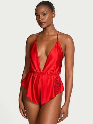 Victoria's Secret Satin Sparkle Bow Flutter Romper