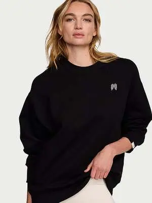 Victoria's Secret Angel Essentials Iconic Fleece Crewneck Sweatshirt - Black