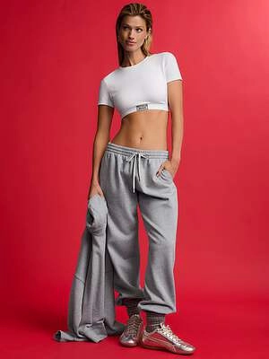 Victoria's Secret Angel Essentials Iconic Fleece Relaxed Jogger Sweatpant - Grey