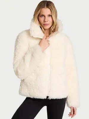 Victoria's Secret Vsx Cozy Faux Shearling Jacket - Beige