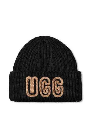 Pink Ugg® Chunky Crafted Rib Beanie - Black
