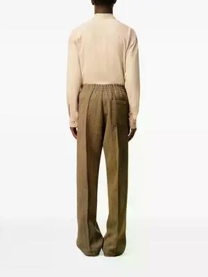 Ami Herringbone Wool Trousers - Brown