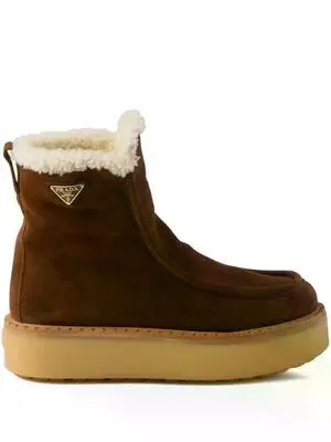 Prada Shearling-trimmed Platform Boots