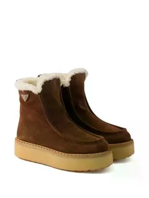 Prada Shearling-trimmed Platform Boots