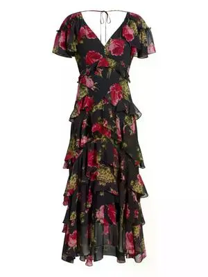 Cinq À Sept Tatum Floral-pattern Midi Dress - Black