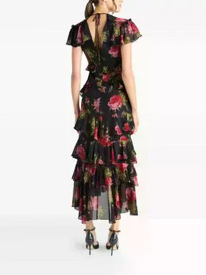 Cinq À Sept Tatum Floral-pattern Midi Dress - Black