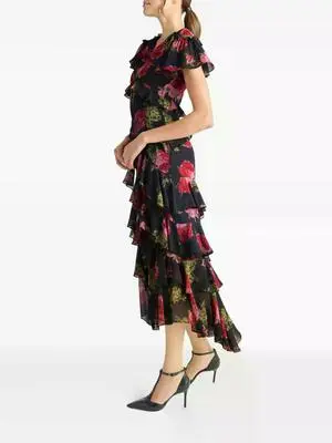 Cinq À Sept Tatum Floral-pattern Midi Dress - Black