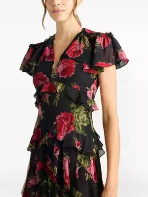 Cinq À Sept Tatum Floral-pattern Midi Dress - Black