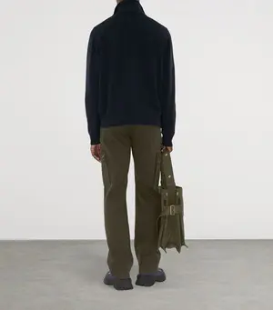 Burberry Cashmere Blend Quarter-zip Sweater - Navy
