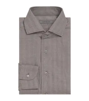 CORNELIANI Corneliani Cotton-Blend Herringbone Shirt