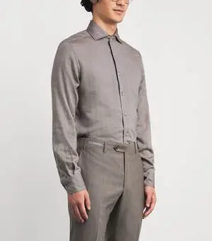 Corneliani Cotton-blend Herringbone Shirt