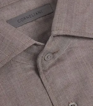 Corneliani Cotton-blend Herringbone Shirt