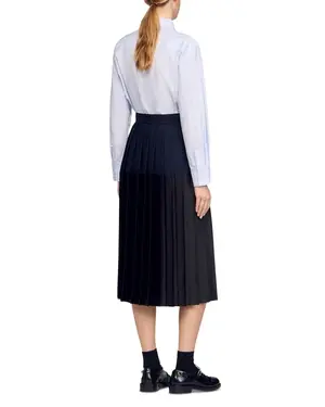 Sandro Mixed Media Midi Skirt