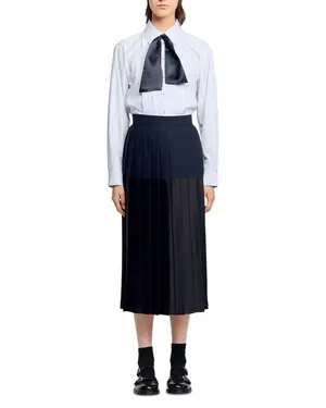 Sandro Mixed Media Midi Skirt
