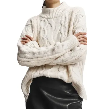 SAINT ART Greyson Wool Blend Mock Neck Cable Knit Sweater
