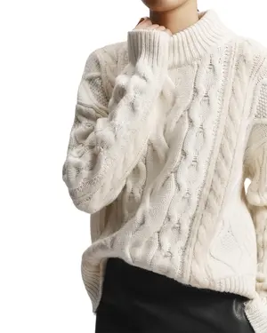 SAINT ART Greyson Wool Blend Mock Neck Cable Knit Sweater