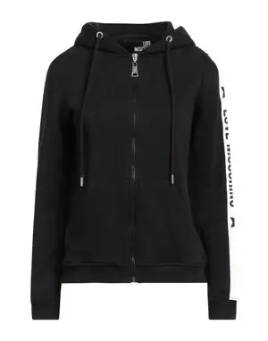Moschino Cotton-elastane French Terry Zip-up Hoodie With Logo Detail - Black