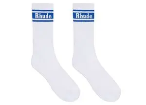 Rhude Stripe Logo Socks - White/blue