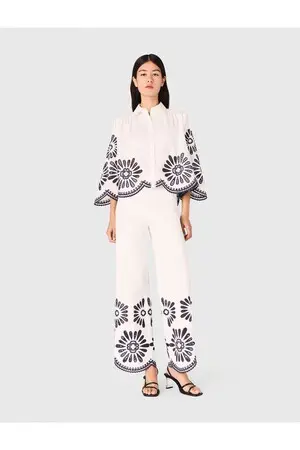 Maje Crochet Shirt With Embroidered Flowers