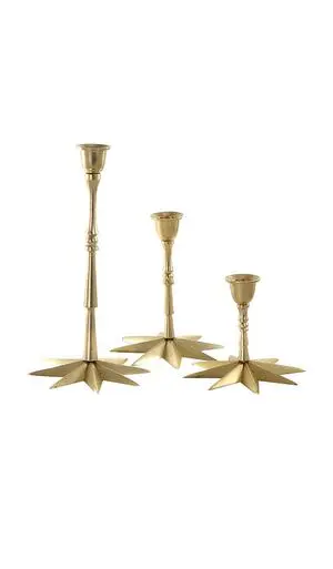 CODY FOSTER & CO Star Candlestick Holders Set Of 3 In Metallic Gold - N,a