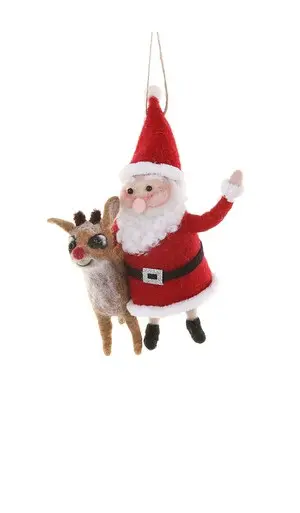 CODY FOSTER & CO Santa & Rudolph Ornament In Red - N,a