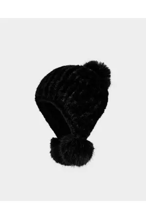 Rudsak Knitted Faux Fur Hat - Black