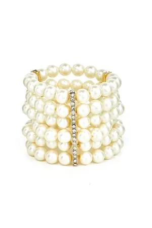 KENNETH JAY LANE Six Row Pearl Bracelet - Lime