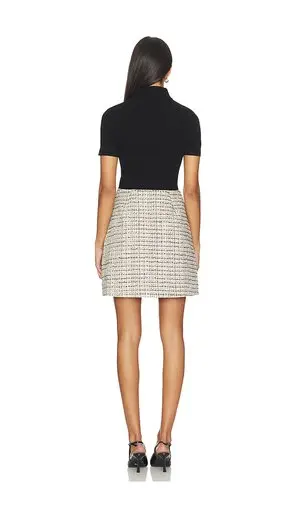 Theory Short Sleeve Roll Neck Dress With Tweed Skirt