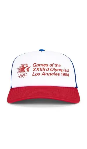 OLYMPICS HERITAGE Los Angeles 84 Games Trucker Hat - White & Blue