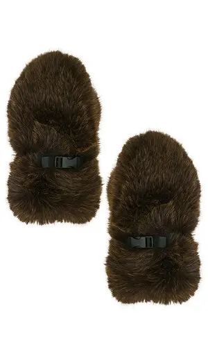 Jocelyn Faux Fox Mittens - Chocolate